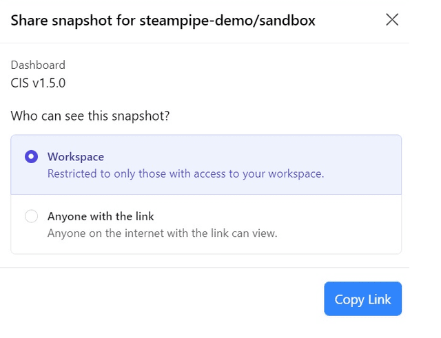 Save and share Steampipe Cloud benchmarks and dashboards | Steampipe Blog